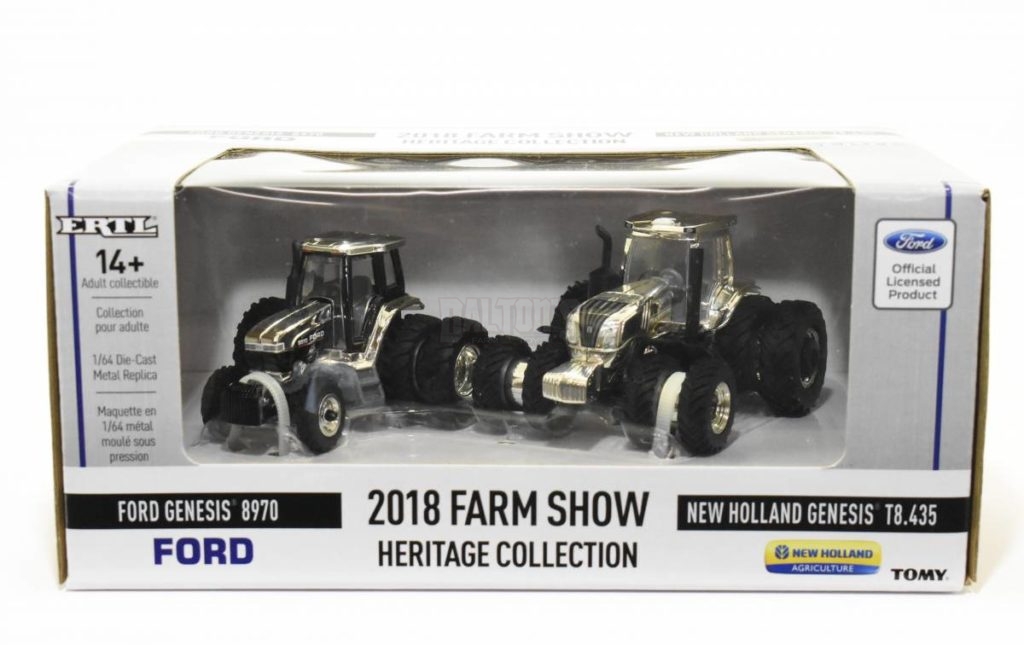 1/64 New Holland 2018 Farm Show Set With Ford 8970 and T8.435, Chrome Chaser - Dalton's Farm Toys