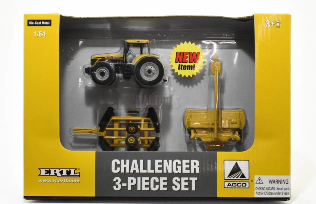 1/64 Challenger 3 Piece Set, Includes MT655 Tractor With Front Wheel ...