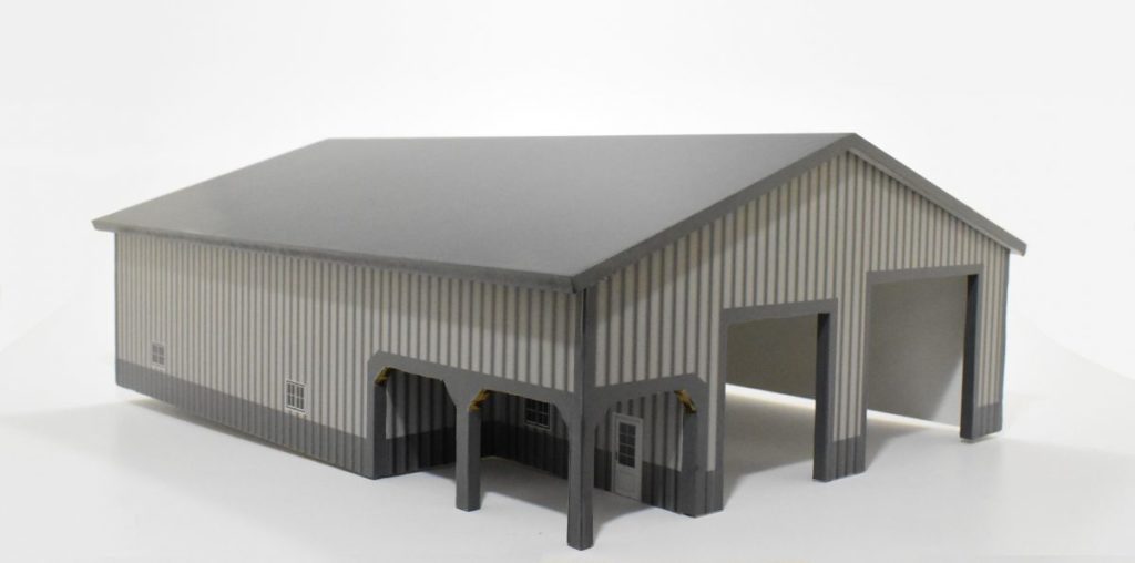 1/64 Grey 60 x 80 machine shed with porch - Dalton's Farm Toys