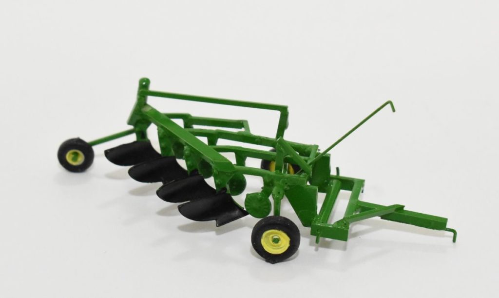1/64 Scratch Built Green 4 Bottom Plow - Dalton's Farm Toys