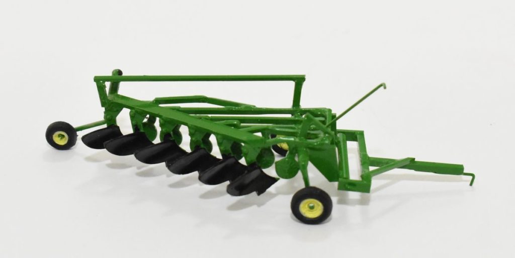 1/64 Scratch Built Green 6 Bottom Plow - Dalton's Farm Toys
