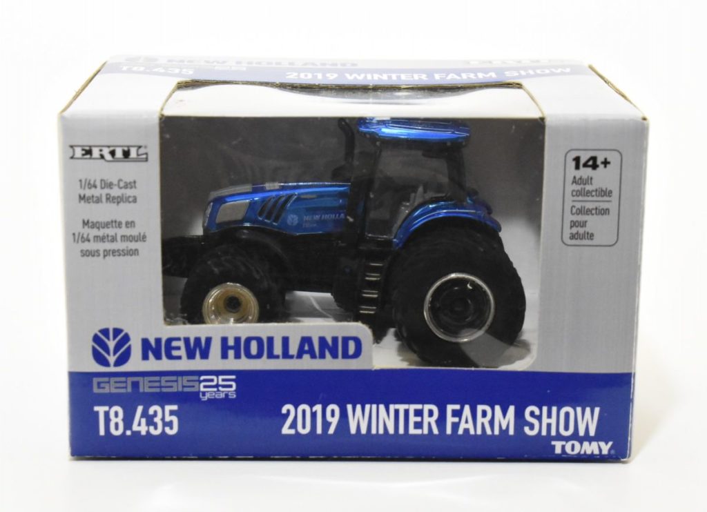 1/64 New Holland T8.435 Power Blue Paint Scheme, 2019 Winter Farm Show Edition, Blue Chrome ...