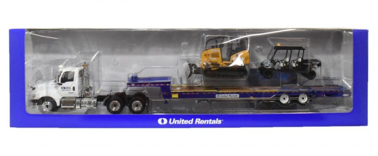 1/50 United Rentals Semi & Trailer W/ Case 750M Dozer & Utility Cart ...