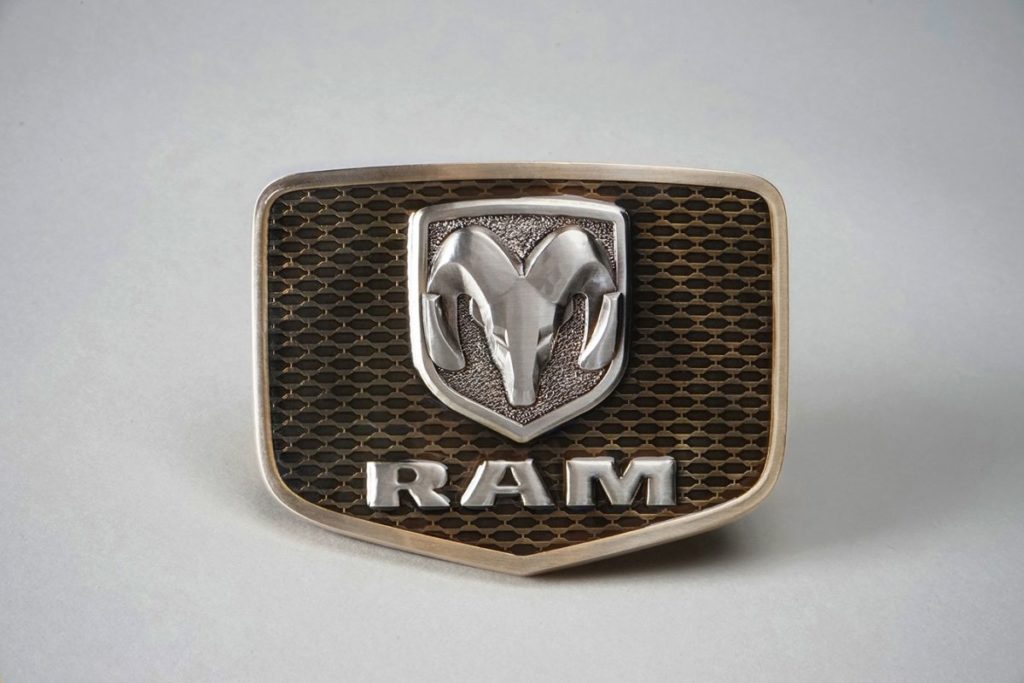 Dodge Ram Carbon Fiber Gold Belt Buckle - Dalton's Farm Toys