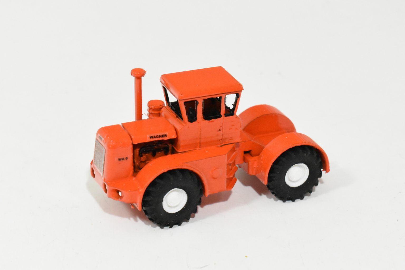 1/64 Custom Wagner WA-9 4wd Tractor With Cab, Orange - Dalton's Farm Toys