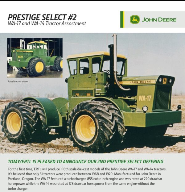 1/16 John Deere Wagner Set of WA-14 & WA-17 4WD Tractors, Prestige ...