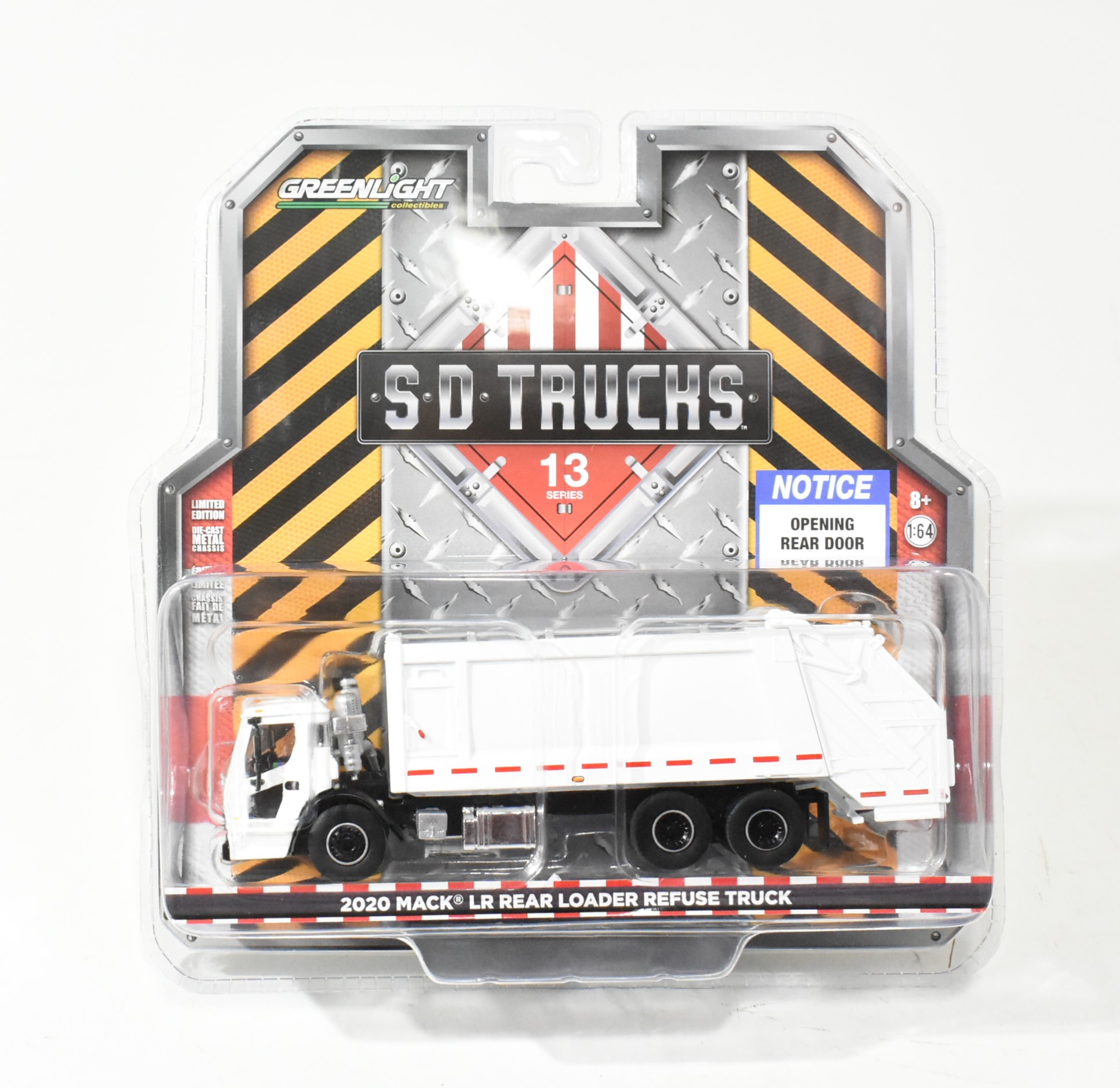 1/64 2020 Mack LR Rear Loader Garbage Refuse Truck, White - Dalton's Farm Toys