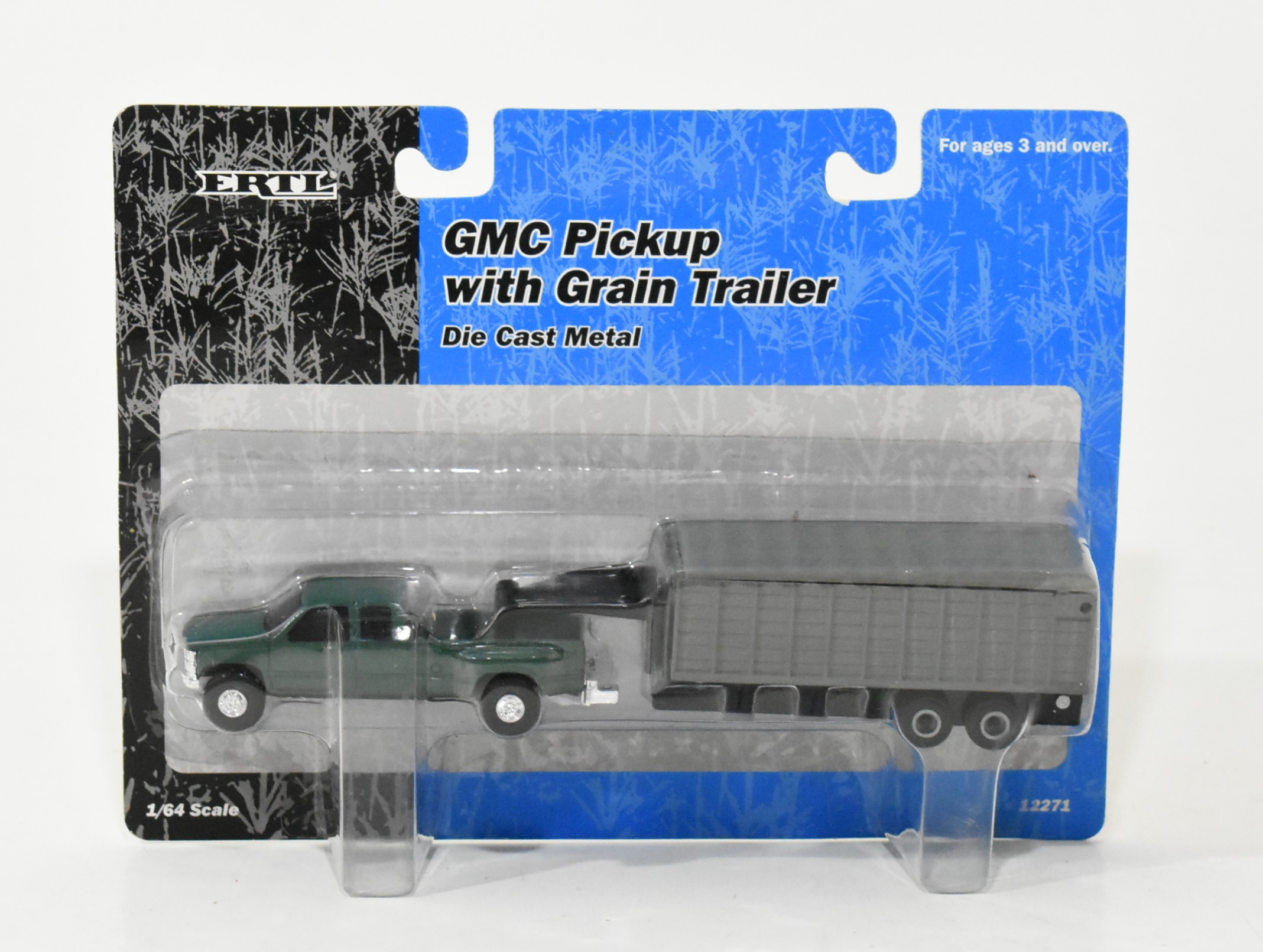 1/64 Green GMC Dually Pickup Truck With Grain Trailer - Dalton's Farm Toys