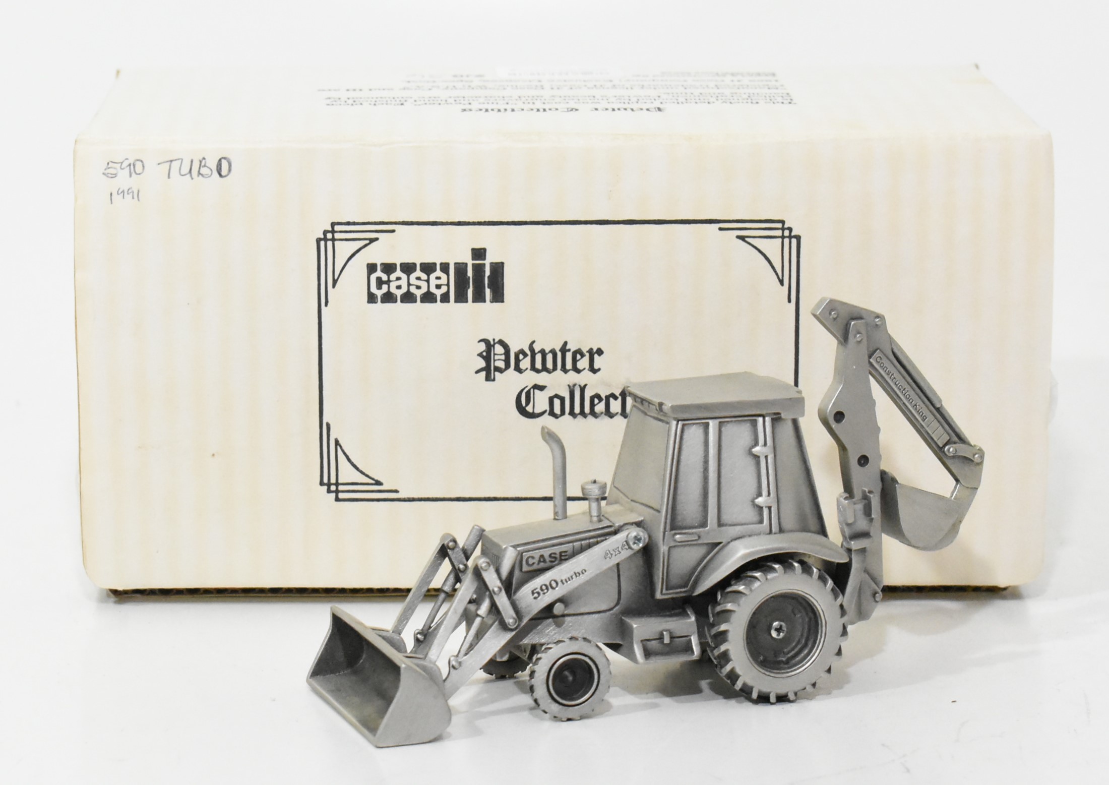 1/43 Case 590 Turbo Backhoe Pewter - Dalton's Farm Toys