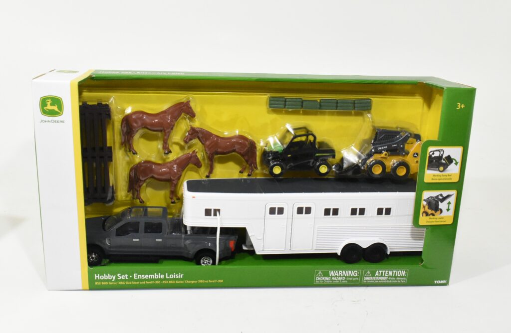 1/32 John Deere Hobby Set With Truck, Gooseneck Livestock Trailer, Skid ...