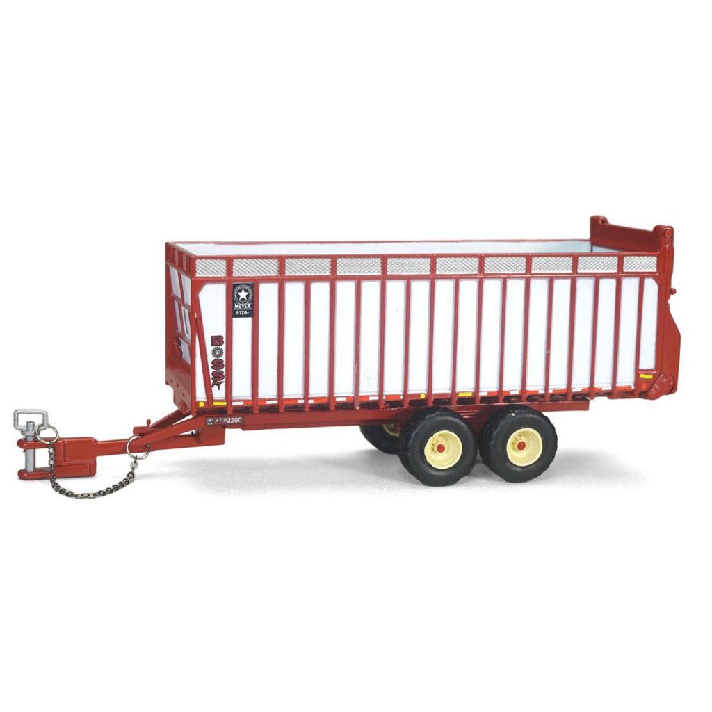 1/64 Red & White Meyer 8126RT Tandem Axle Forage Wagon - Dalton's Farm Toys