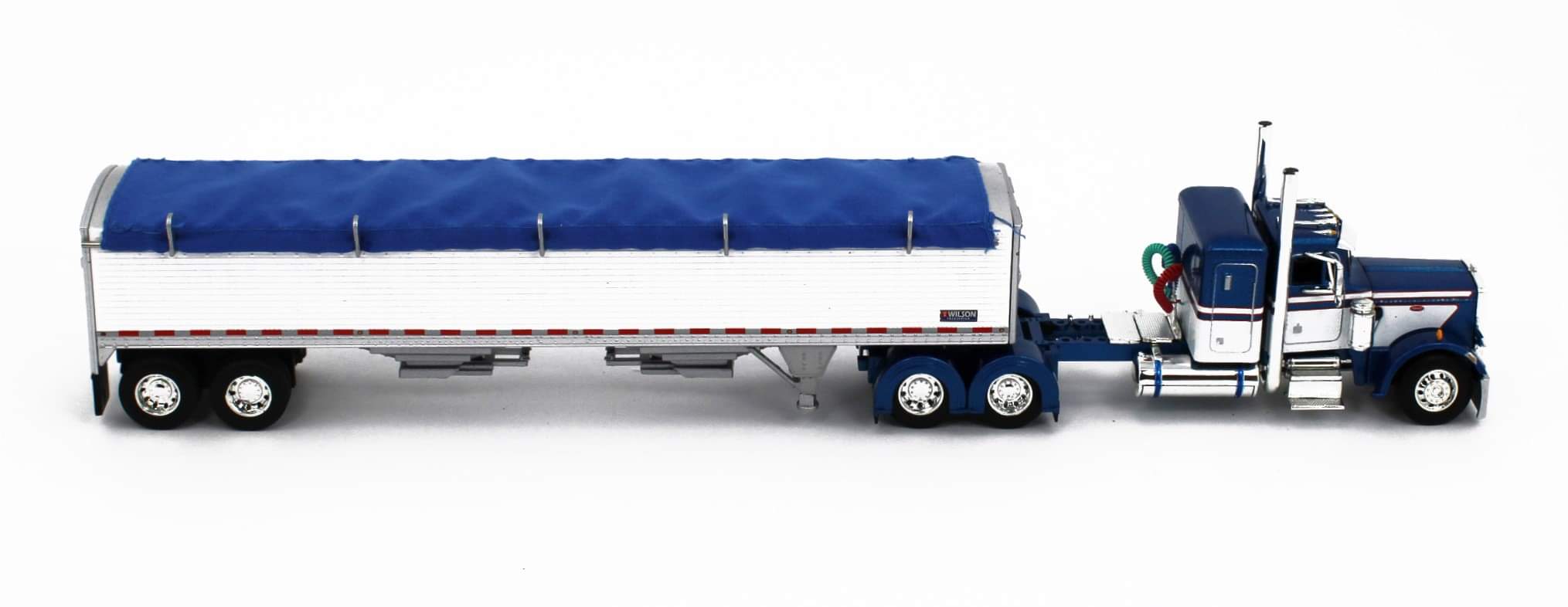 1/64 Blue & White Peterbilt 359 Flat Top Semi With Pacesetter High ...
