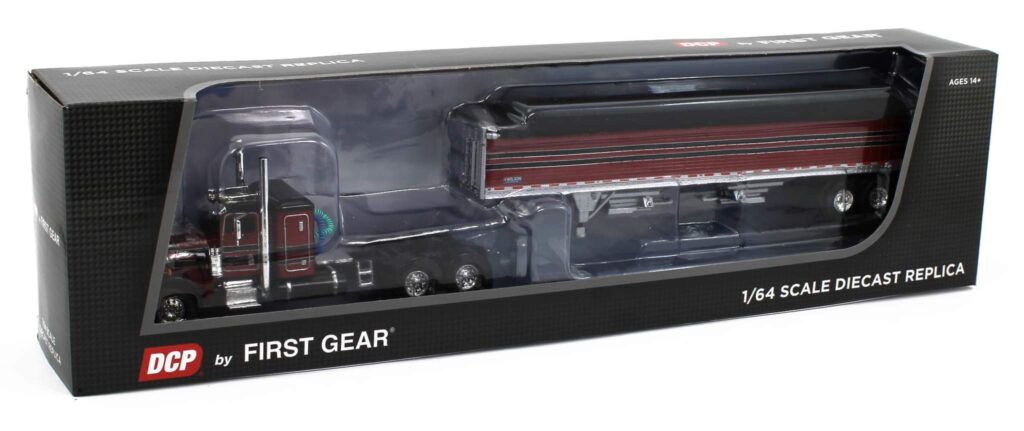 1/64 Red & Black Peterbilt 359 Flat Top Semi With Black Pacesetter High ...