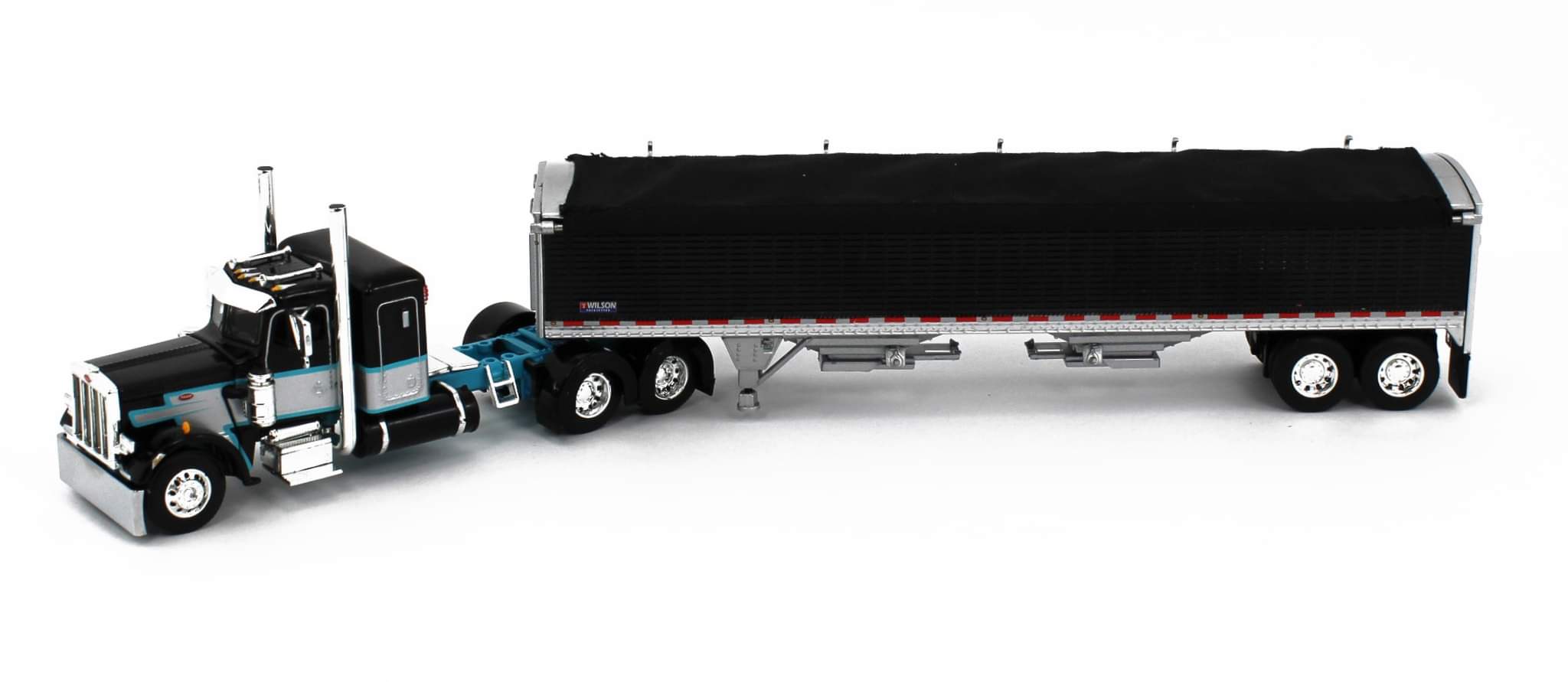 1/64 Black & Blue Peterbilt 359 Flat Top Semi With Black Pacesetter ...