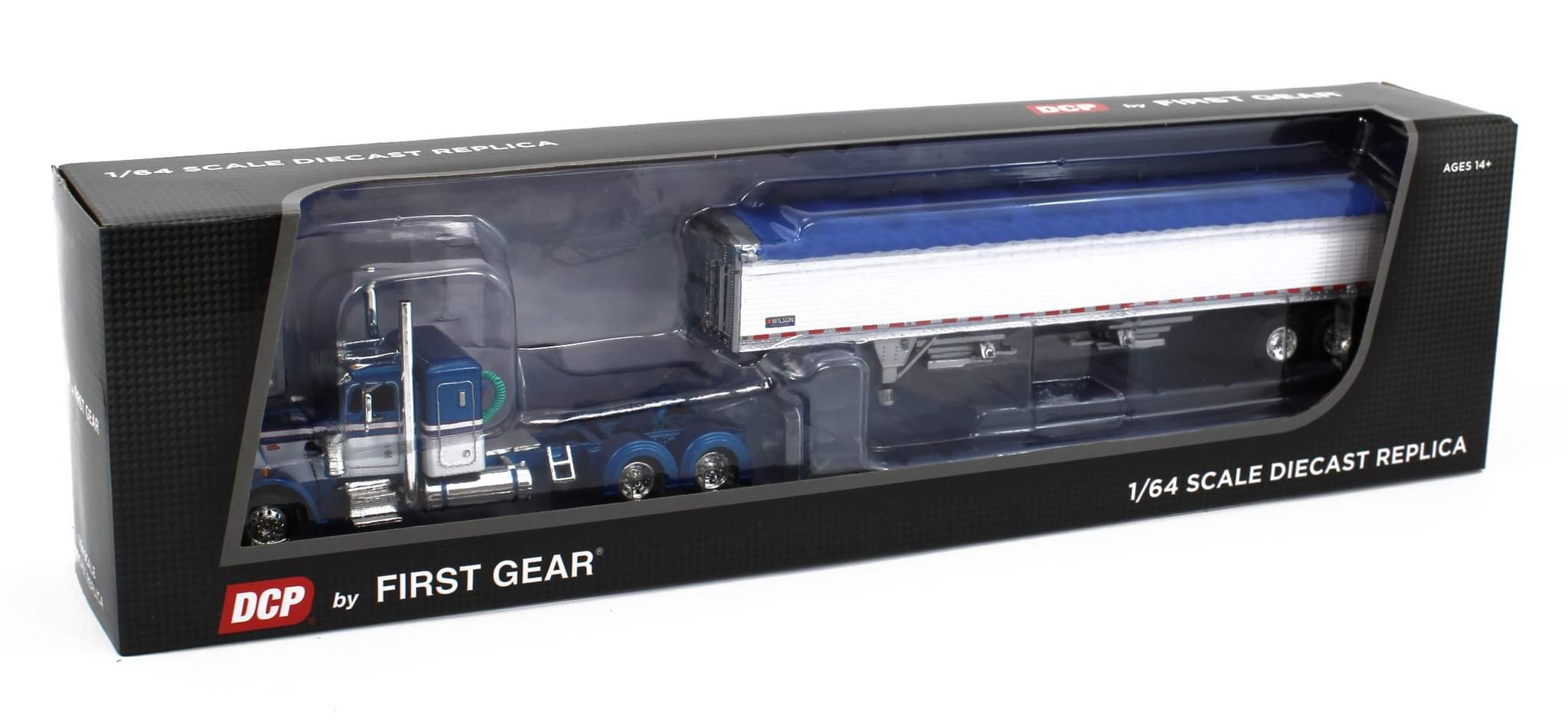 1/64 Blue & White Peterbilt 359 Flat Top Semi With Pacesetter High ...
