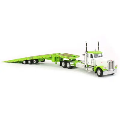 1/64 White & Green Peterbilt 389 Day Cab Semi With Headache 1/64 White & Green Peterbilt 389 Day Cab Semi With Headache