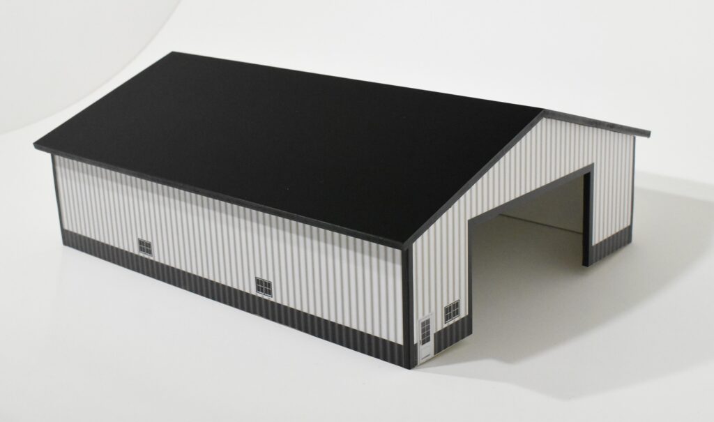 1/64 Black & White 60 x 80 machine shed - Dalton's Farm Toys