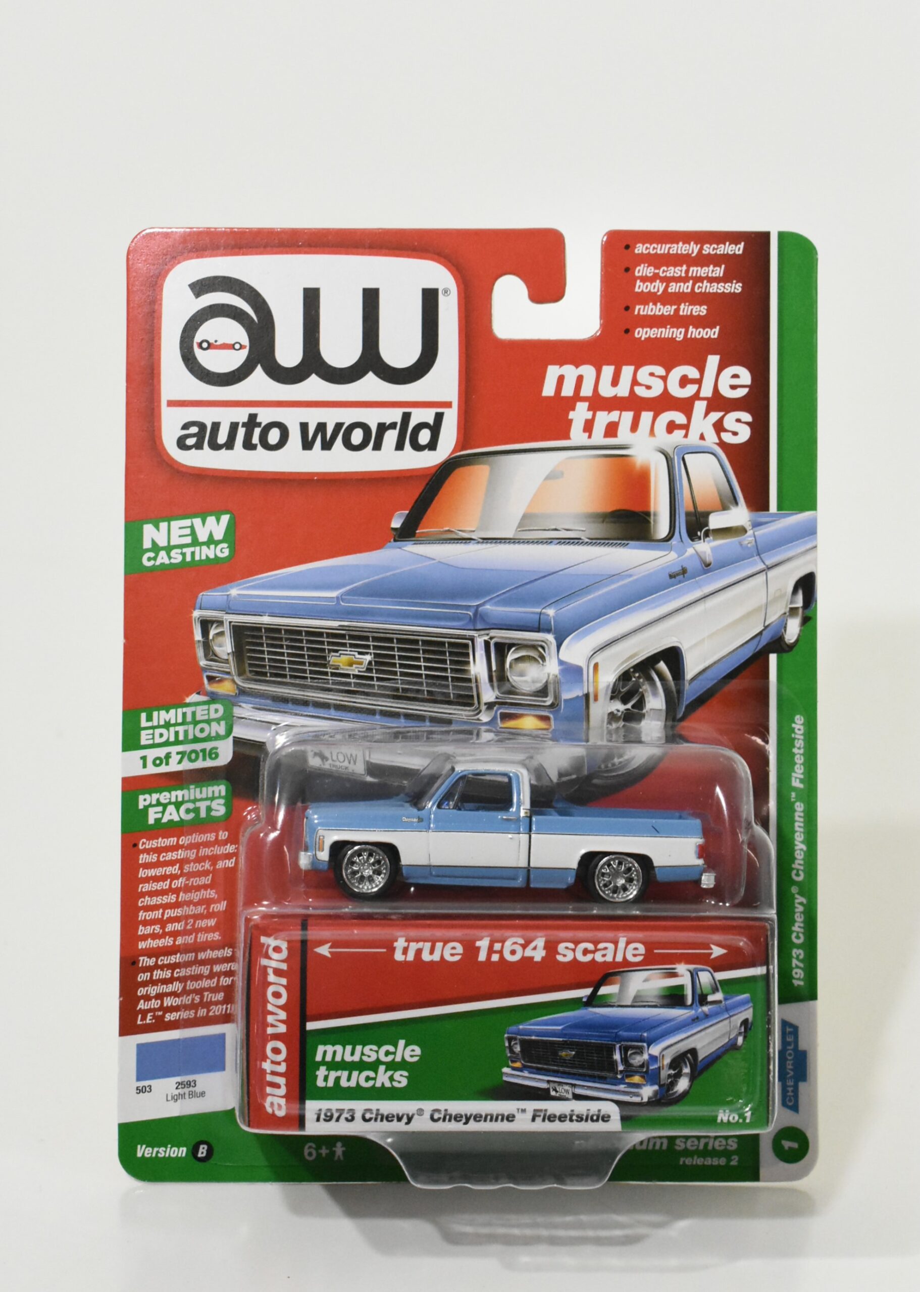 1/64 1973 Chevy Cheyenne Fleetside Pickup, Light Blue & White - Dalton ...