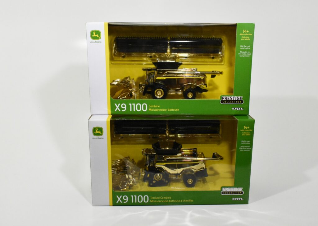 Set of 2 1/64 John Deere X9 Combines With Tracks & Duals, Gold Plated ...