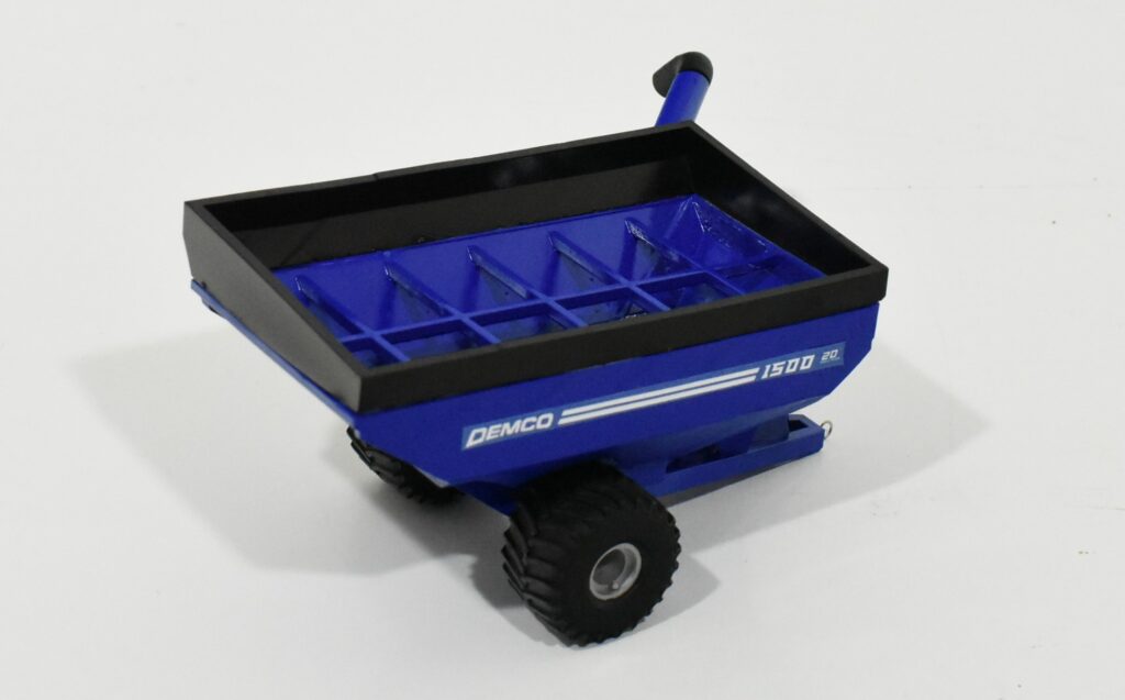 1/64 Custom Demco 1500 Auger Wagon Grain Cart, Blue - Dalton's Farm Toys