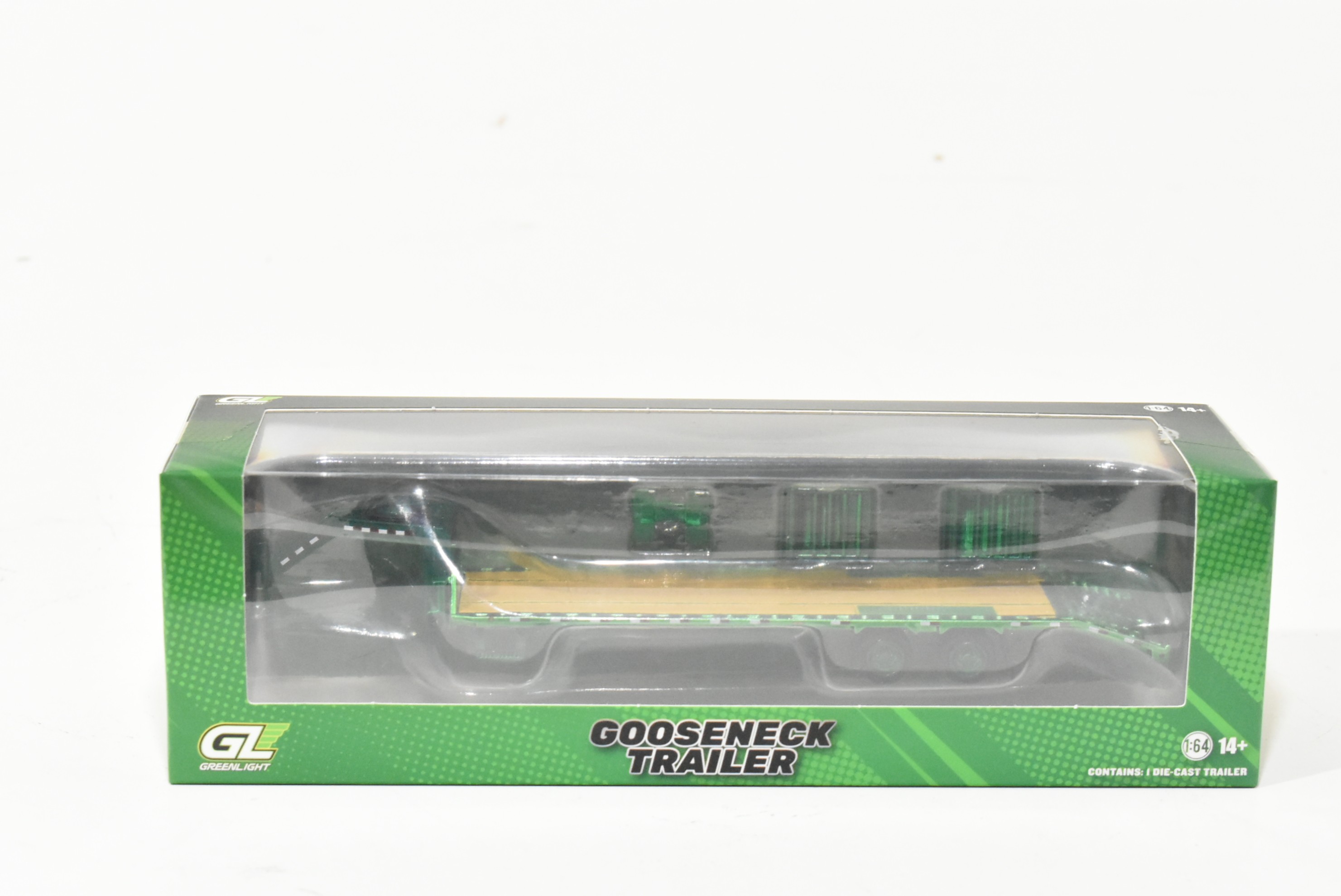 1/64 Black Flatbed Gooseneck Trailer With Wood Deck, Green Machine ...