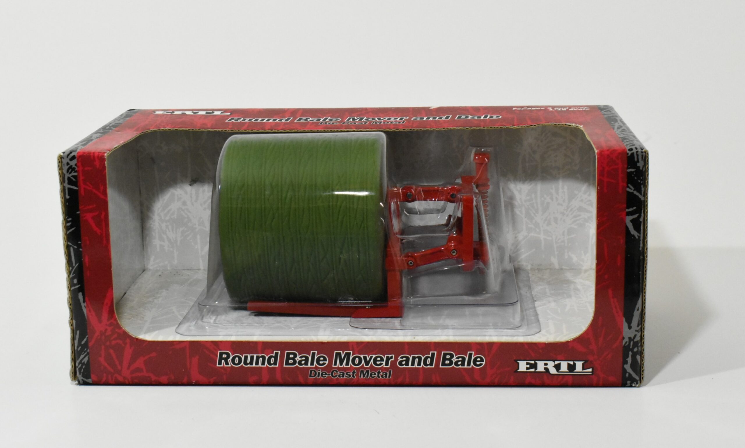 1/16 Red 3 Pt. Round Bale Mover & Bale - Dalton's Farm Toys