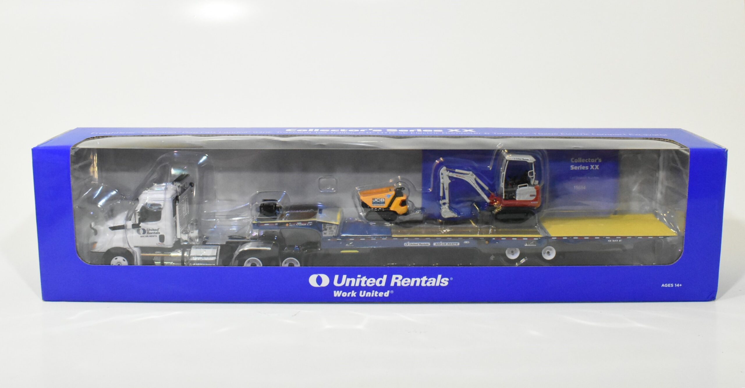 1/32 United Rentals Semi With Landoll Trailer & JCB Electric Dumpster ...
