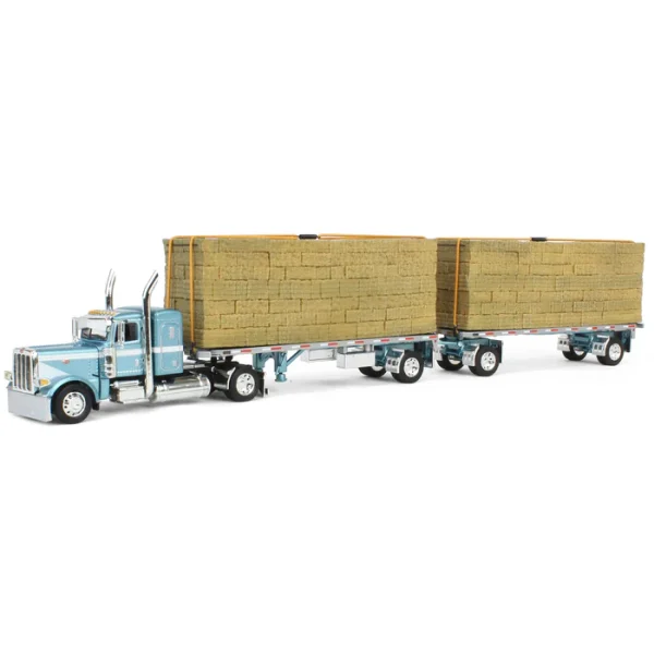 1/64 Pacific Blue Peterbilt 389 Flattop Semi With Utility Dual Flatbed ...