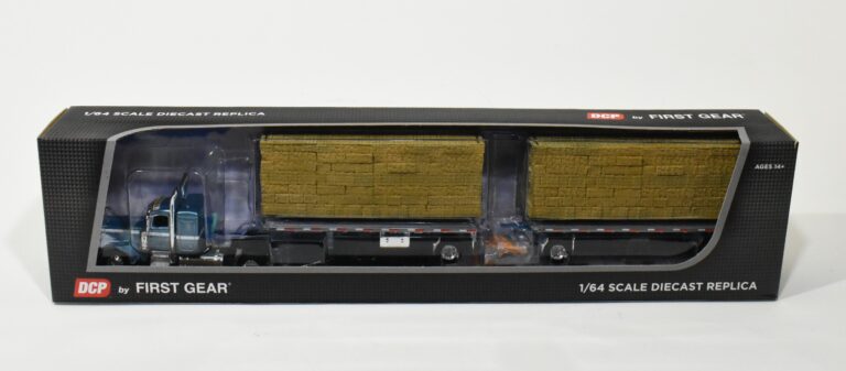 1/64 Pacific Blue Peterbilt 389 Flattop Semi With Utility Dual Flatbed ...