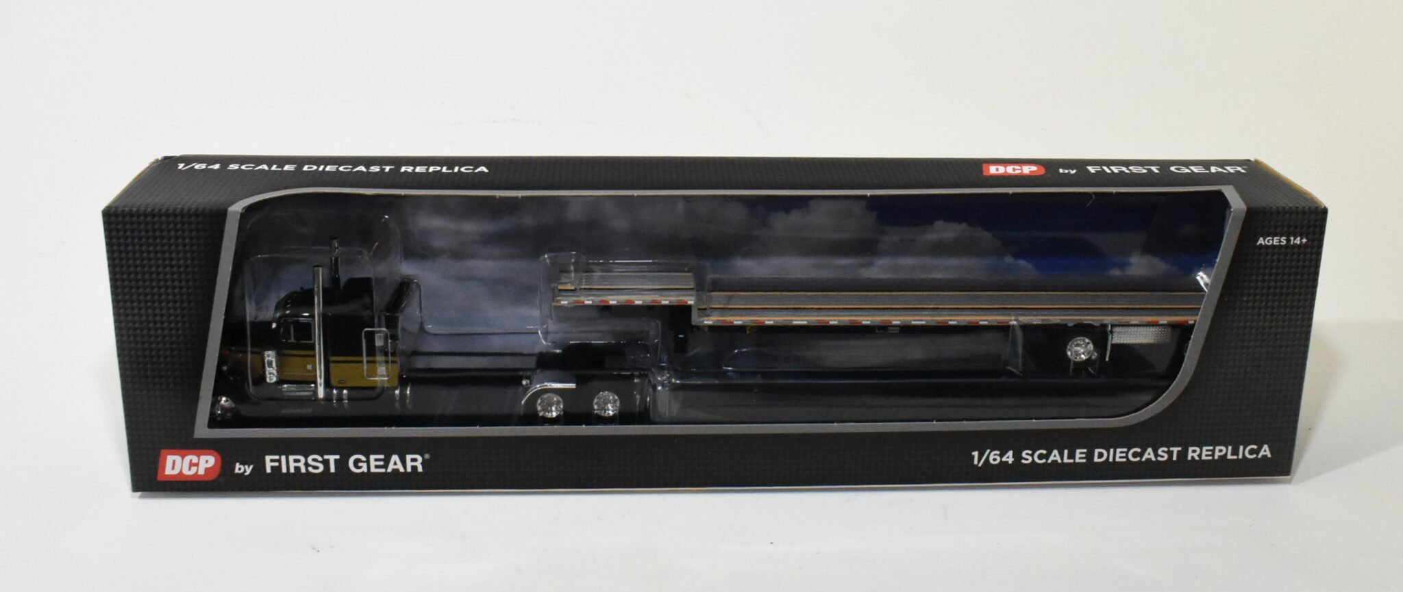 1/64 Black/Gold Peterbilt 379 Semi With Transcraft Step Deck Trailer ...