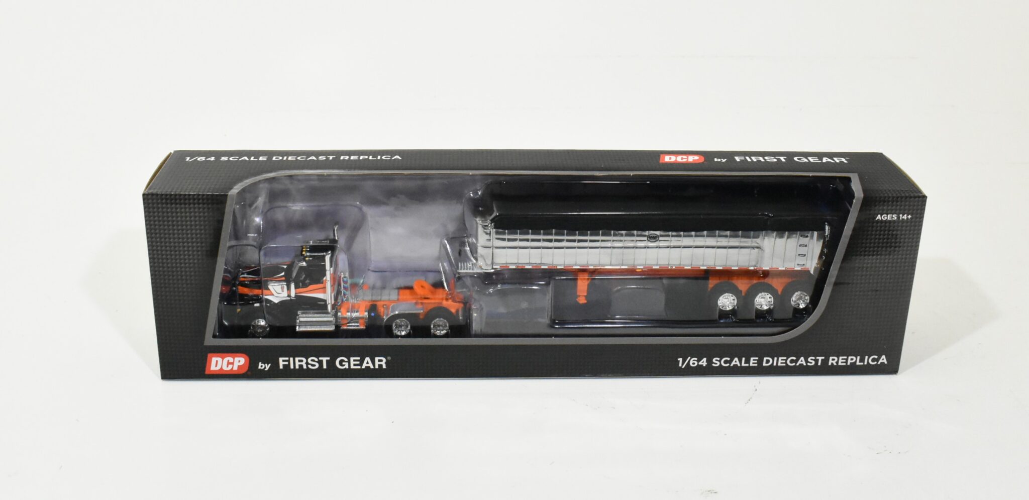 1/64 Black & Orange Kenworth W990 With Chrome MAC Coal End Dump Trailer ...