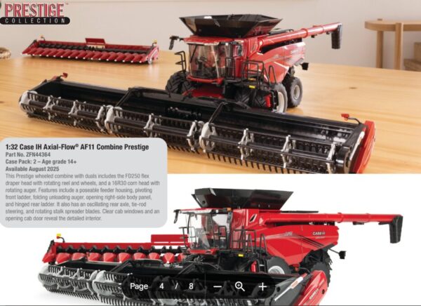 1/32 Case IH AF11 Combine With Duals, Draper Head & 16 Row Corn Head ...
