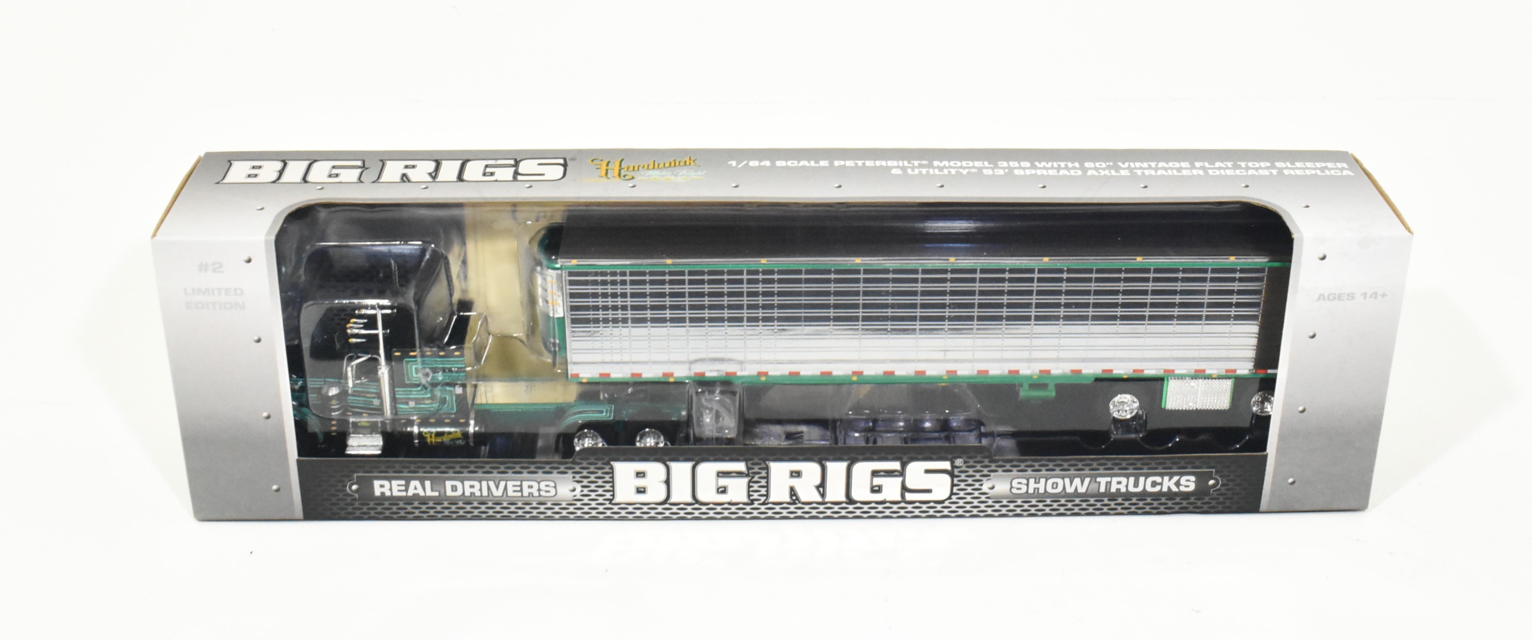 1/64 Green & Black Peterbilt 359 Semi With Spread Axle Trailer Hardwick ...