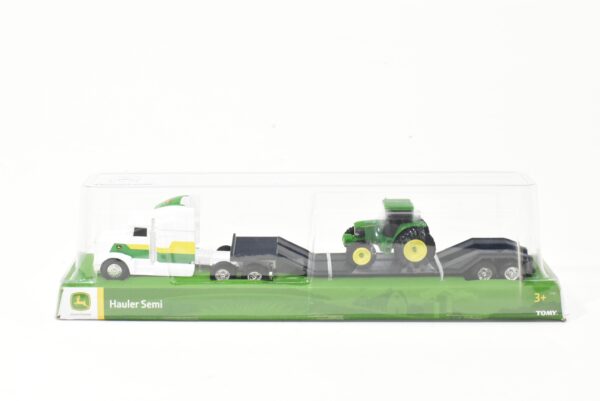 1/64 John Deere Semi With Flatbed Trailer & Tractor - Dalton's Farm Toys