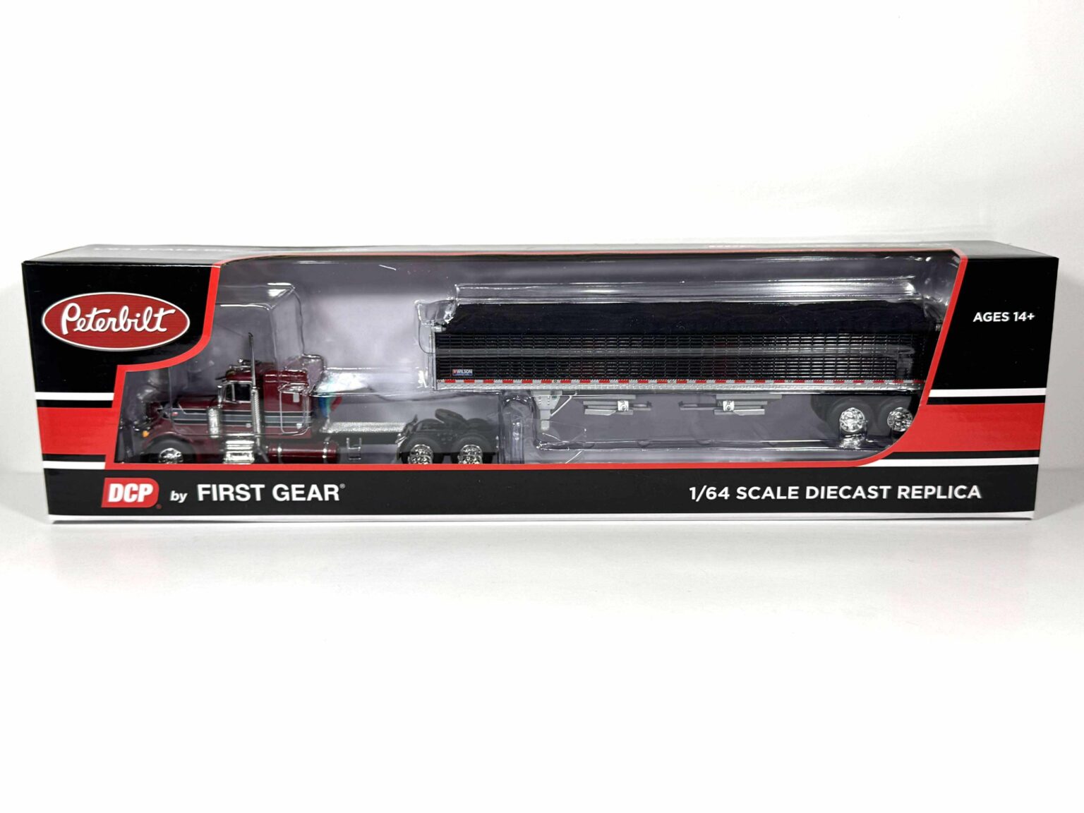 1/64 Dark Red & Silver Peterbilt 379 Semi With Black 43' Wilson ...