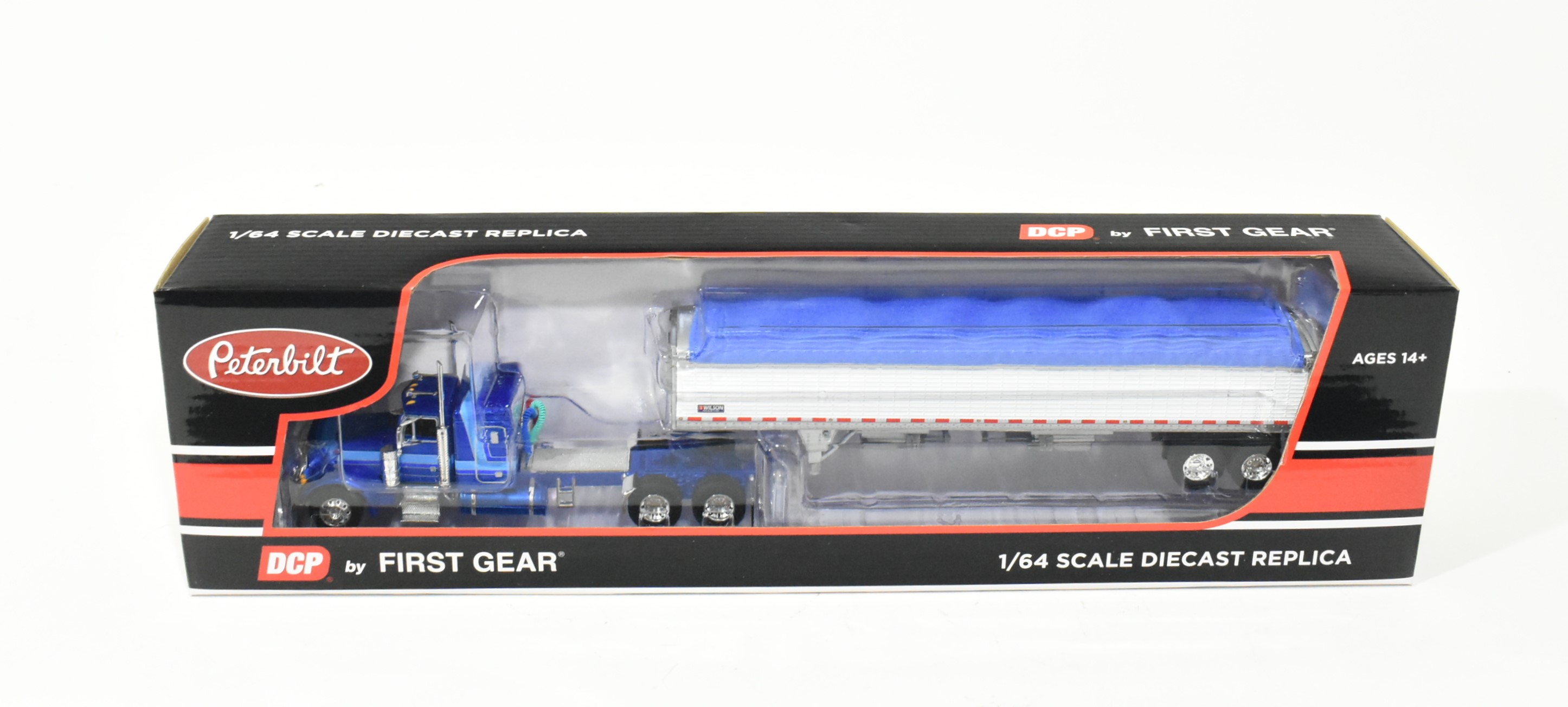 1/64 Blue Peterbilt 379 Semi With White 43' Wilson Pacesetter Grain ...