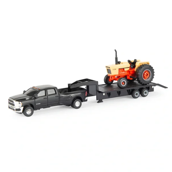 1/64 Case 1270 Tractor With Ram Dually Pickup Truck & Gooseneck Flatbed ...